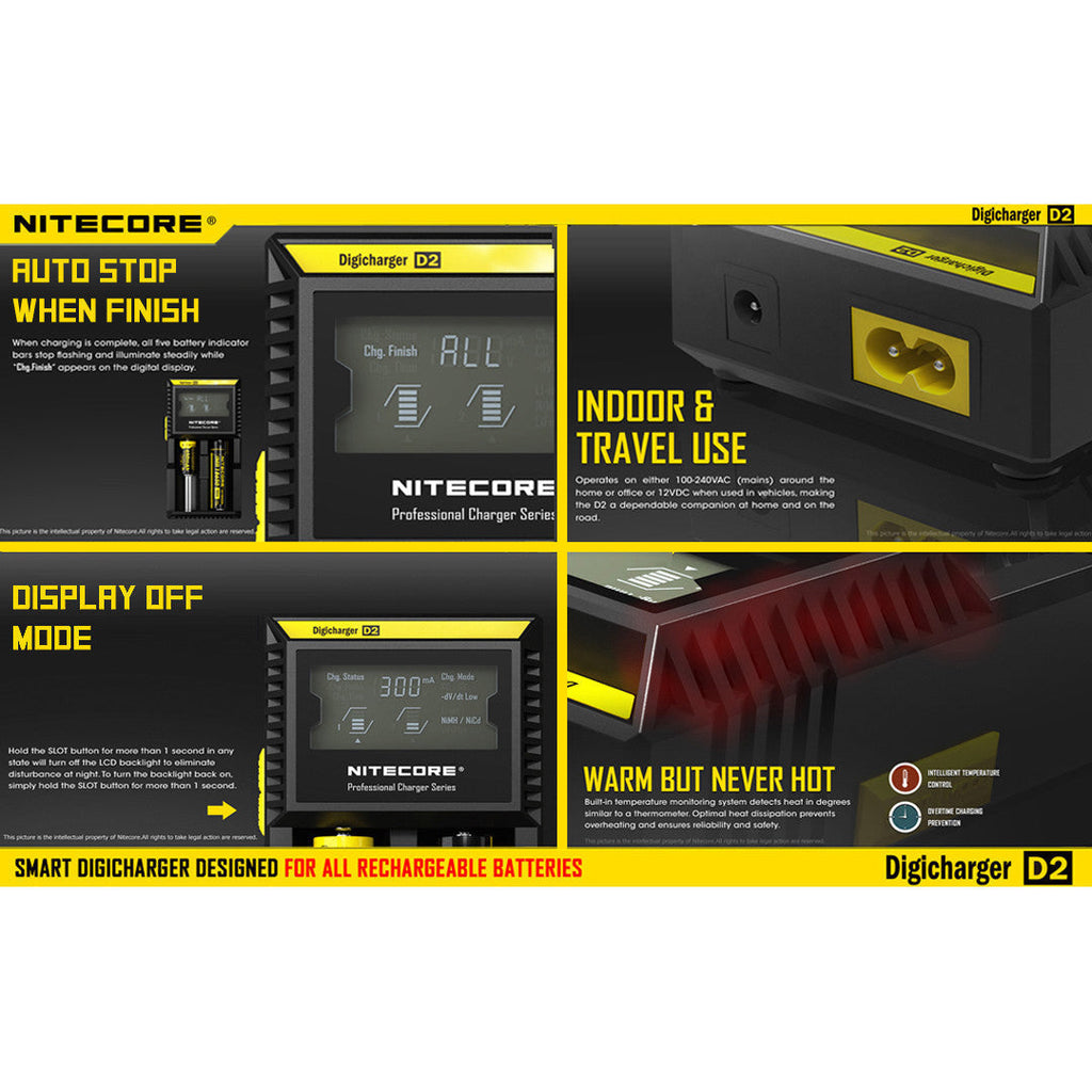 nitecore d2 charger-Nitecore D2 Digital 2-Slot Universal IMR/Li-Ion ...