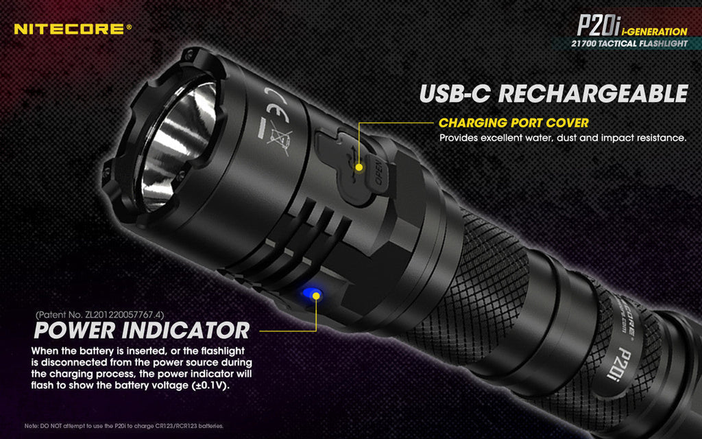 Nitecore P20i USB-C Rechargeable Tactical Flashlight - 1800 Lumens ...