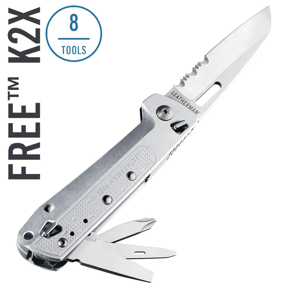 Leatherman Free K2X Knife Silver-Leatherman FREE K2x Knife, Serrated w ...