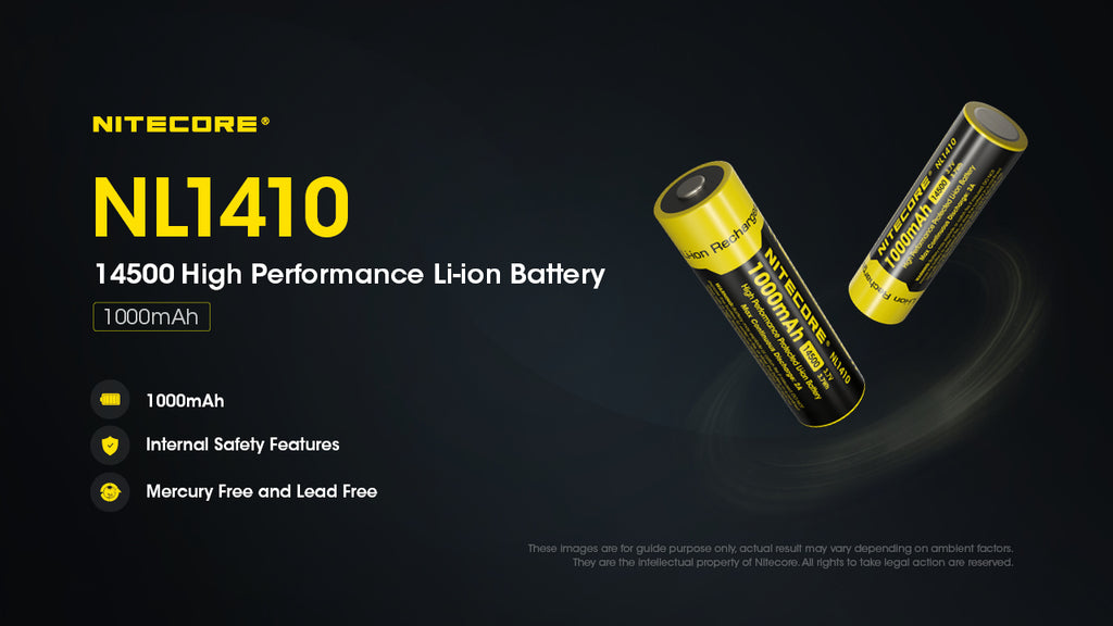 Nitecore NL1410 1000mAh Rechargeable 14500 Li-Ion Battery – PhotonLight ...